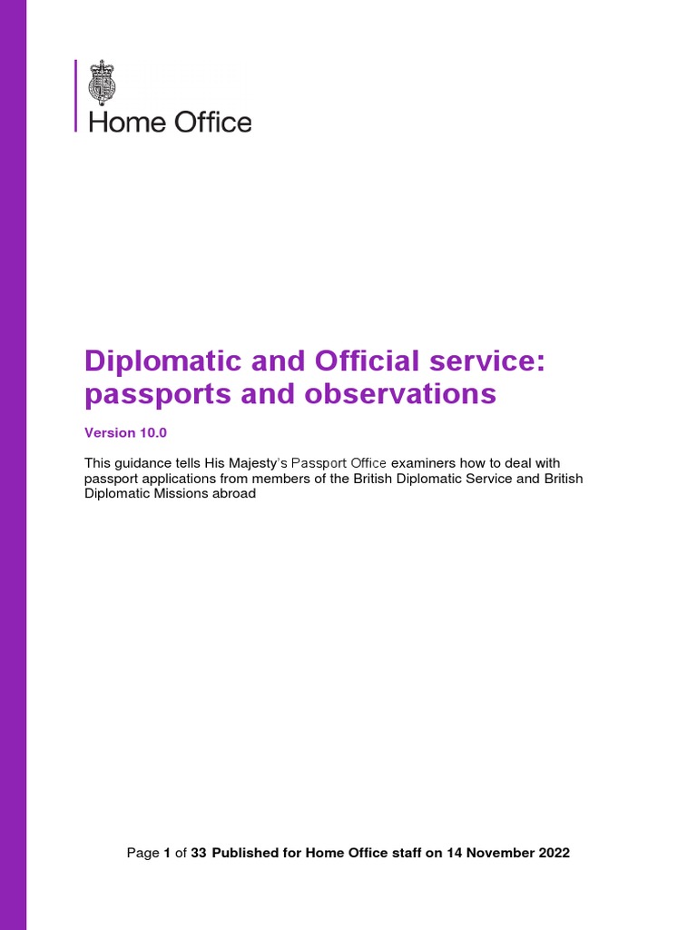 UK Diplomatic and Official Passports Guide | PDF | Passport | Travel Visa
