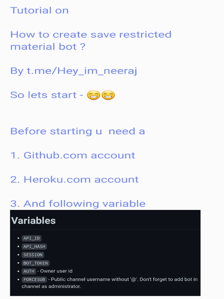 How To Create Save Restricted Material Bot by Hey - Im - Neeraj | PDF