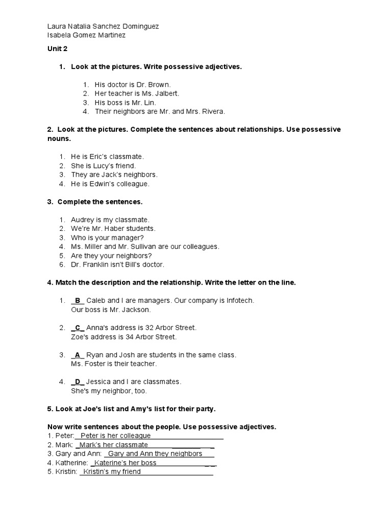 Activity Unit 2 - Isabela Gomez, Laura Sanchez | PDF | Syntax | Linguistic Morphology