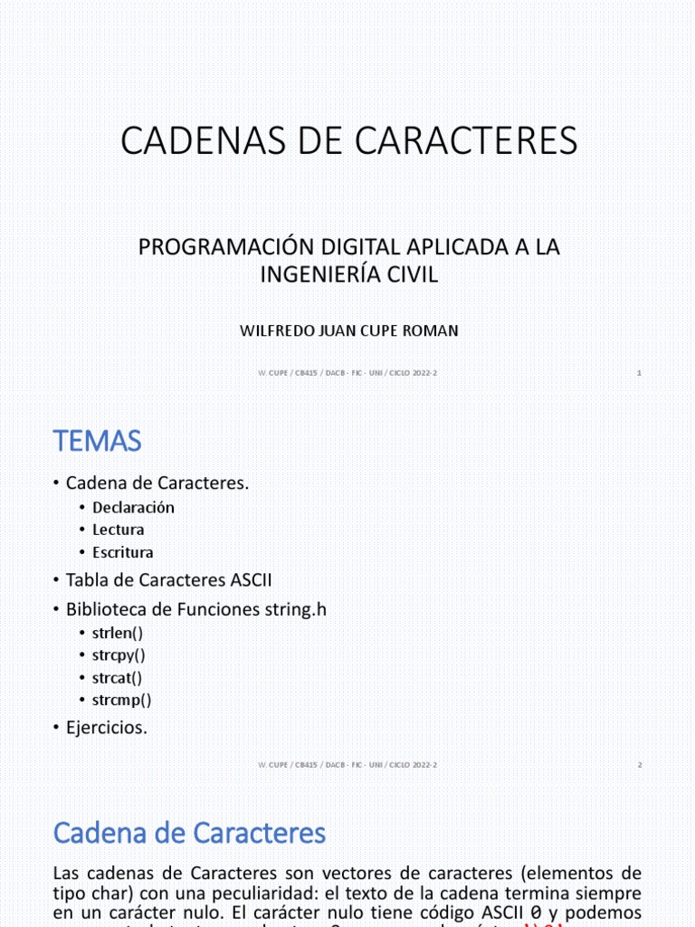 Cadenas de Caracteres | PDF | Ascii | Cadena (informática)