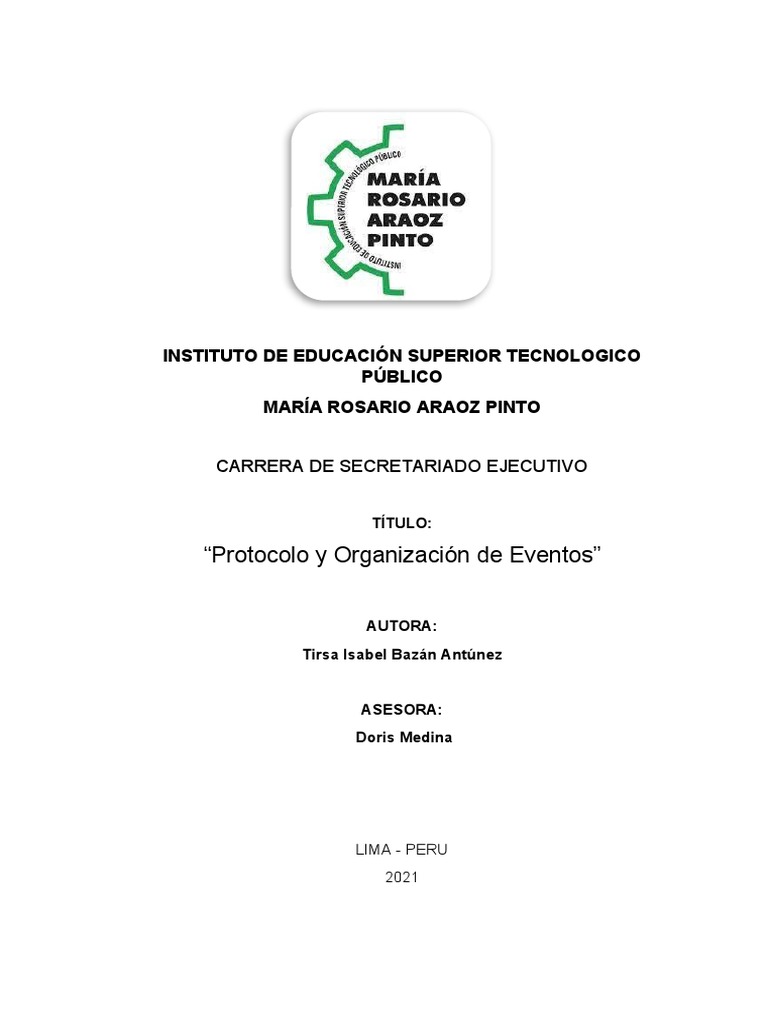 1 Monografría Protocolo y Organización de Eventos - Tirsa | PDF