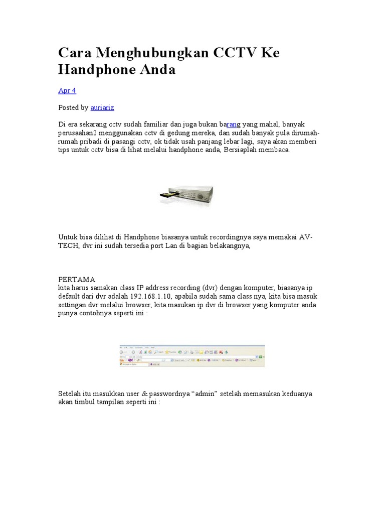 Cara Menghubungkan CCTV Ke Handphone | PDF