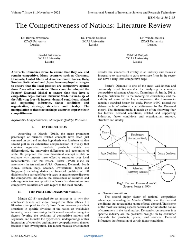 The Competitiveness of Nations Literature Review | PDF
