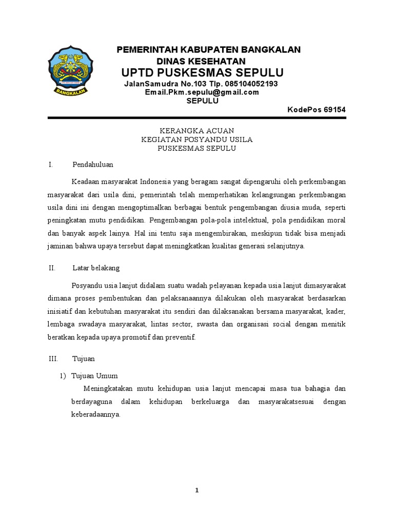 Kak Kegiatan Posyandu Lansia | PDF