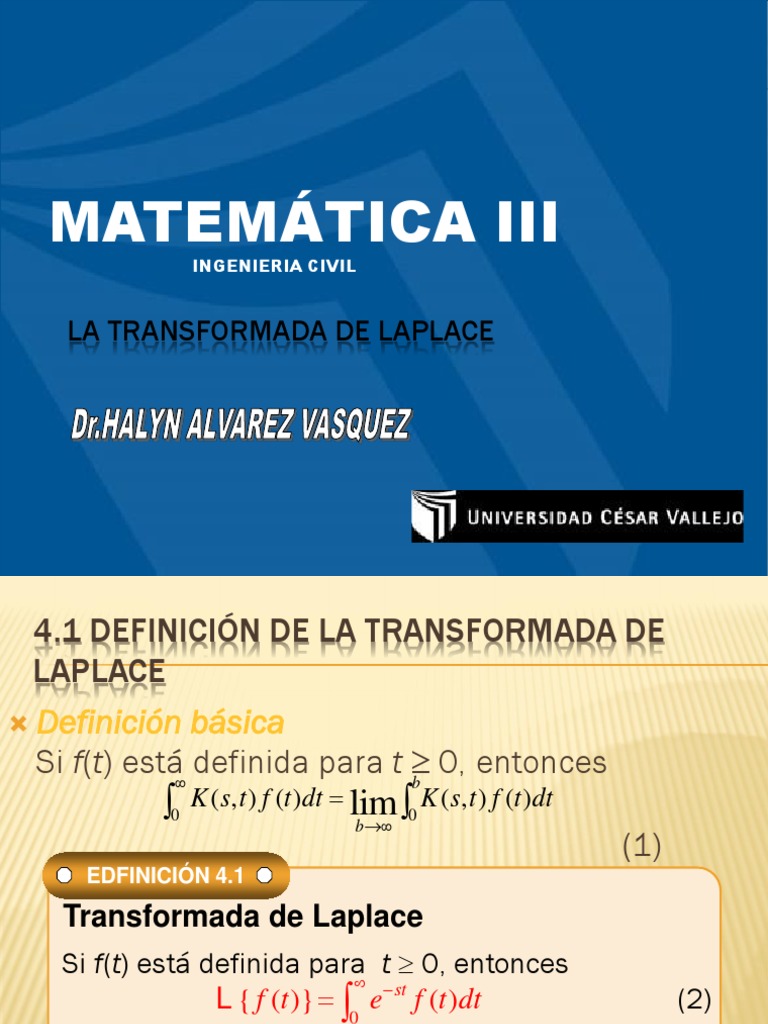 Sesion 15 Transformada de Laplace 1 | PDF | Análisis matemático | Conceptos matemáticos