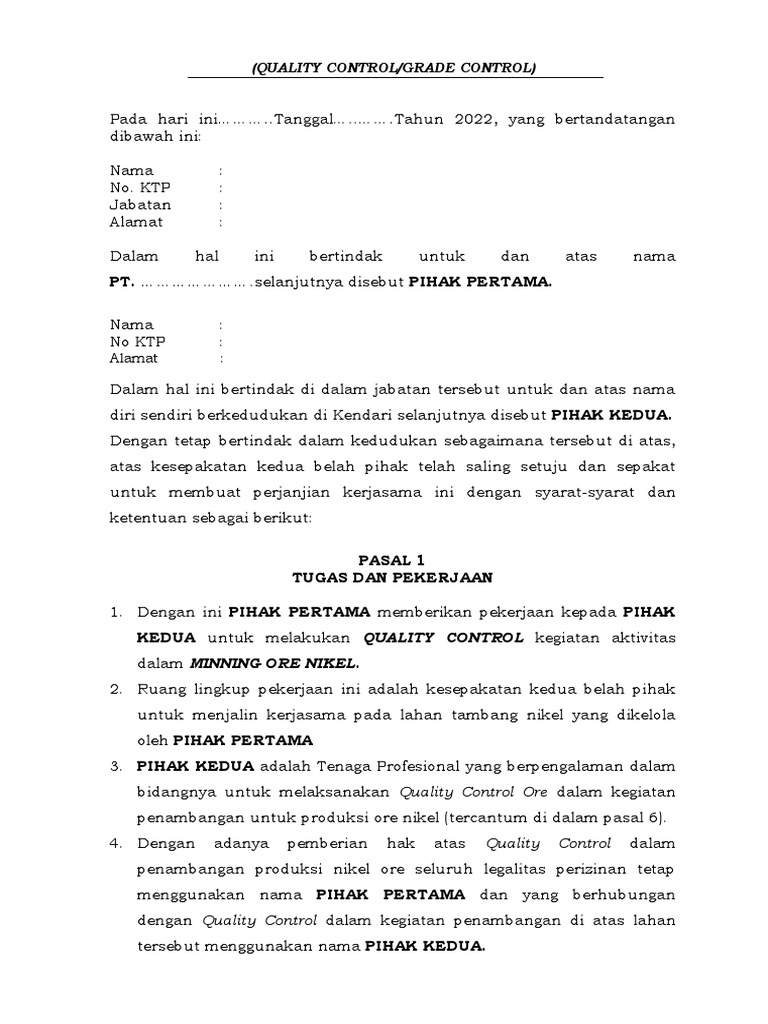 dRAFT KONTRAK MANDIODO 01 | PDF