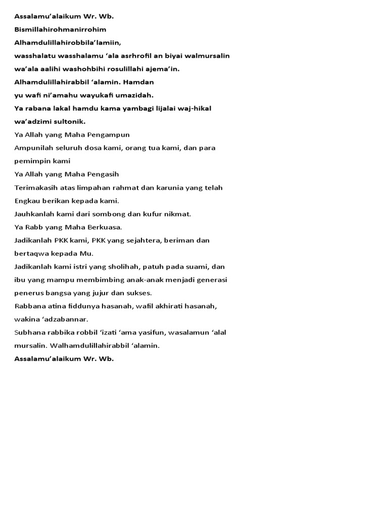 Do'a Kunjungan PKK | PDF