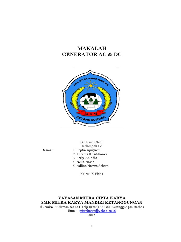 Makalah Generator Ac & DC | PDF | Sains & Matematika | Teknologi & Rekayasa