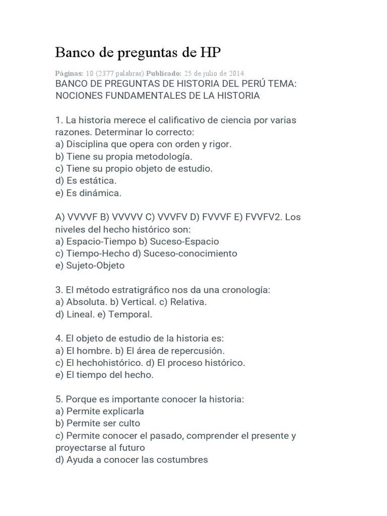Banco de Preguntas de HP | PDF | Science