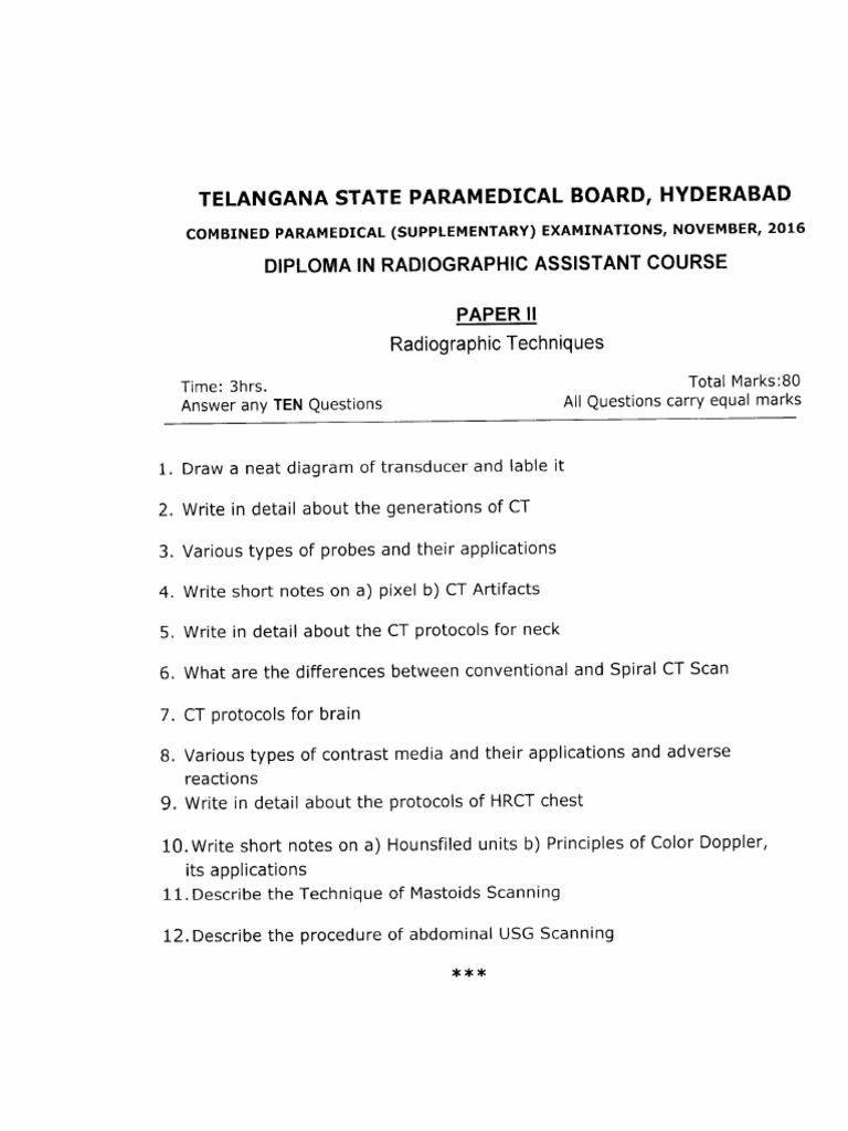 Radiographic 2 Previous Question Papers | PDF | Radiography | Radiology