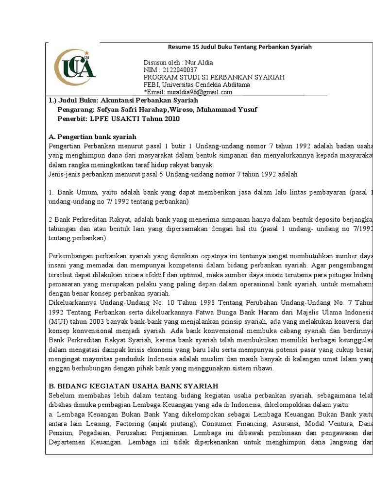 Resume 15 Judul Buku Tentang Perbankan Syariah | PDF | Bisnis