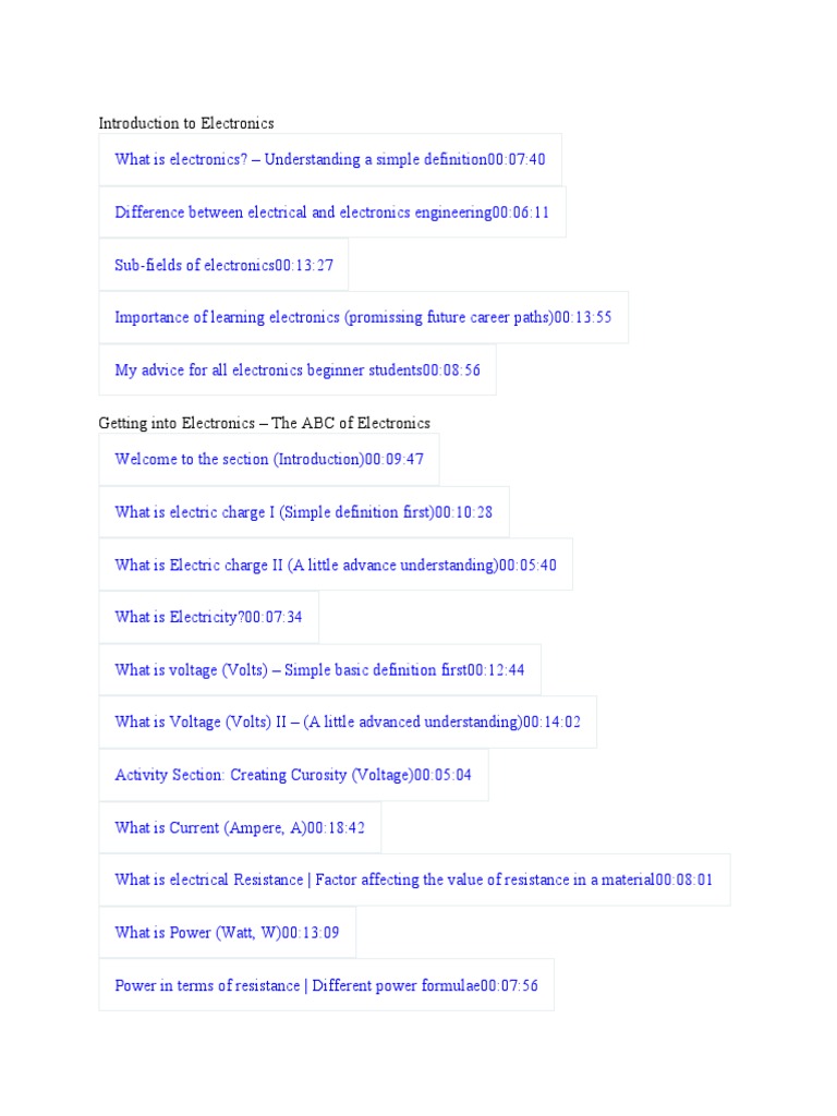 Course Outline - Basic Electronics Course For Complete Beginners | PDF ...