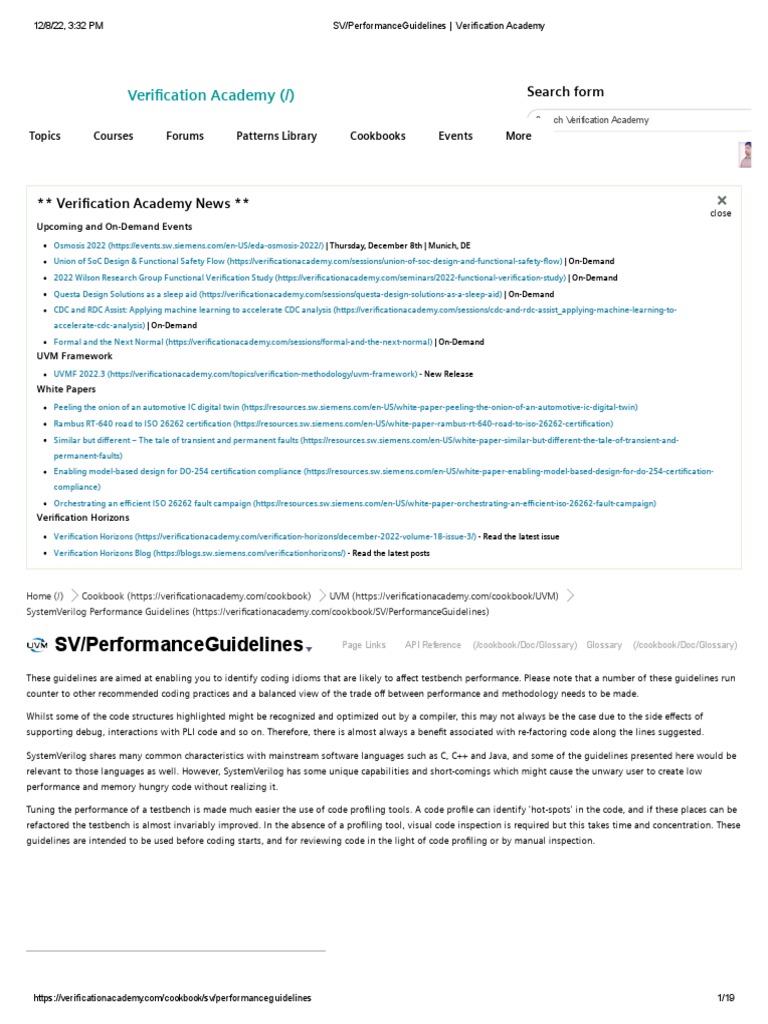 SV - PerformanceGuidelines - Verification Academy | PDF | Array Data Structure | Subroutine