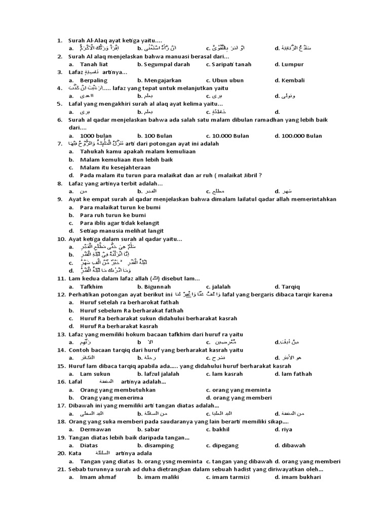 Soal QH Kelas 6 | PDF