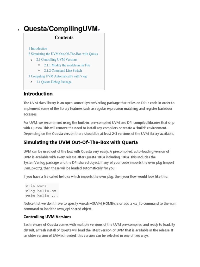 Questasim Guide Pdf Library Computing Command Line Interface