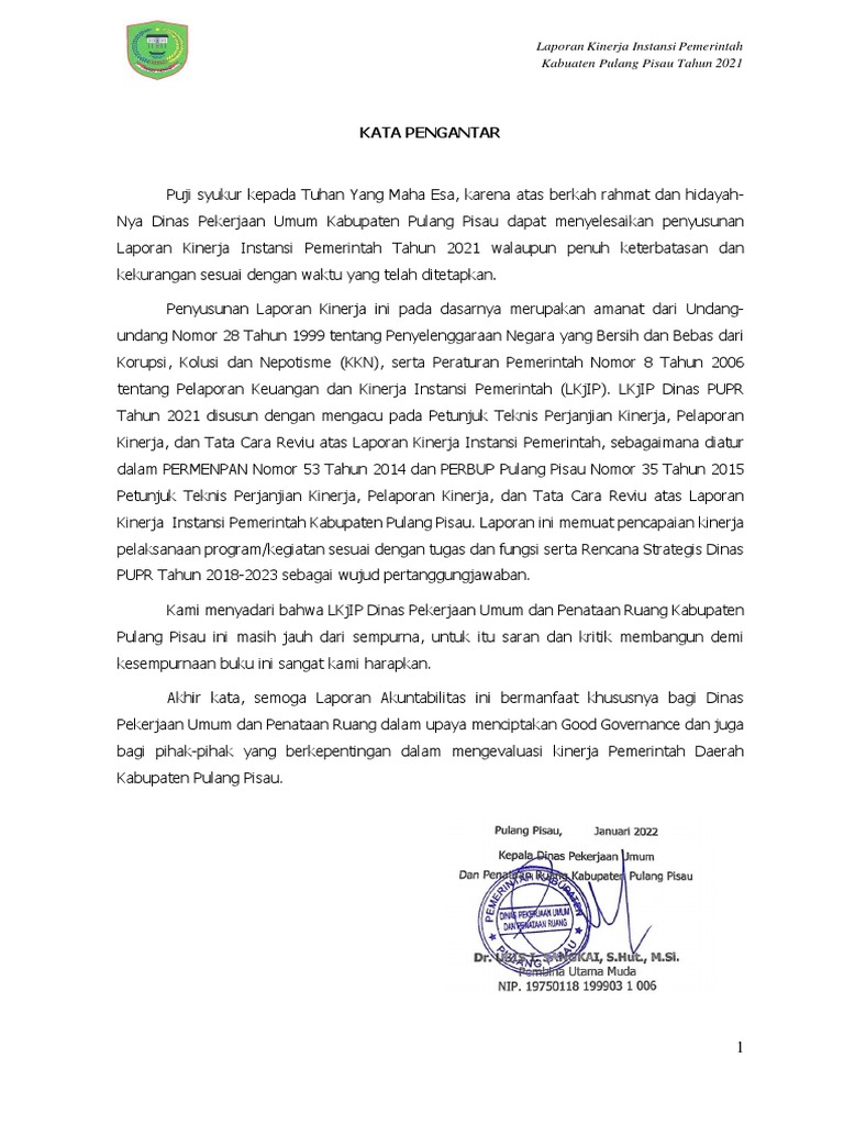 Laporan LKjIP Dinas PUPR Tahun 2021 | PDF
