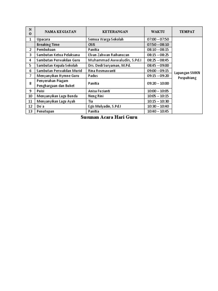 Susunan Acara Hari Guru | PDF