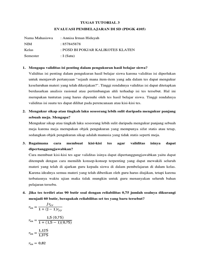 Evaluasi Pembelajaran Tugas Tutorial 3 | PDF