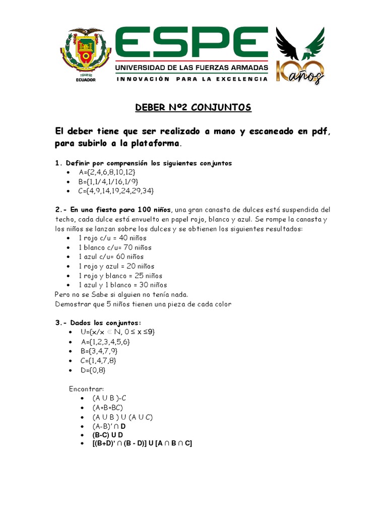 Deber 2 - Conjuntos | PDF