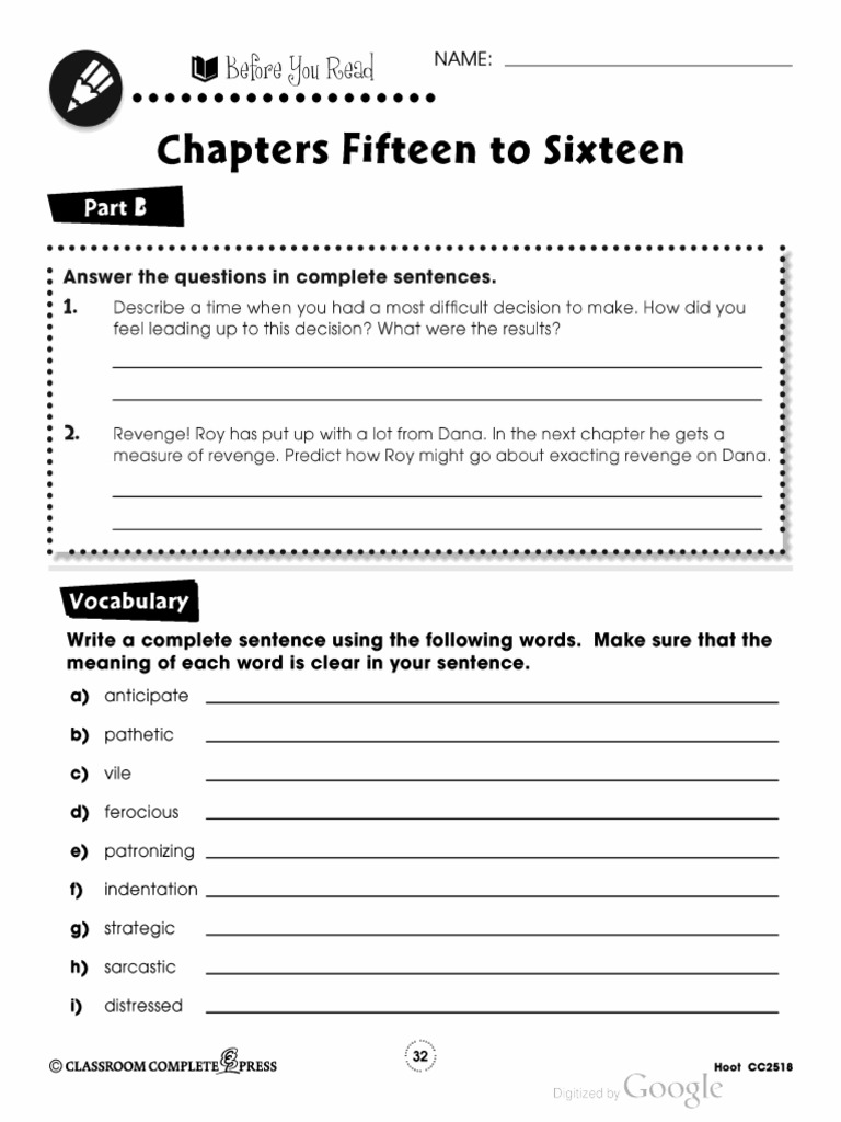 Hoot Study Guide (Ch15 16) | PDF