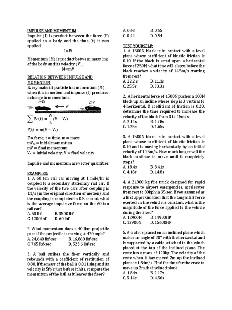 Dynamics 2 - Handouts | PDF | Torque | Collision