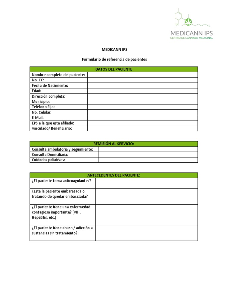 Formulario de Referencia de Pacientes Medicann | PDF | Relaciones ...