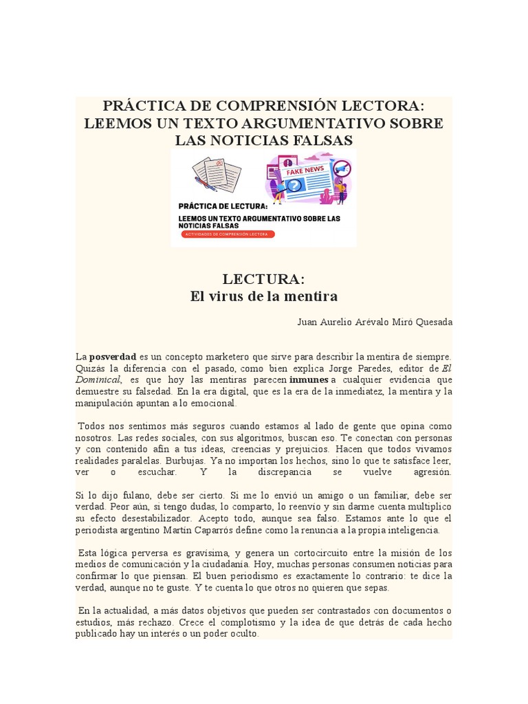 Práctica de Comprensión Lectora | PDF | Verdad | Pensamiento crítico