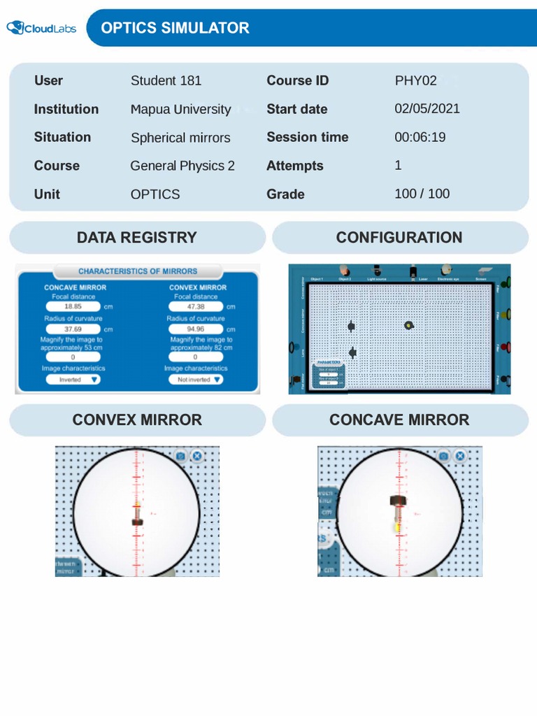 Capinig - Lab Activity 6 (Spherical Mirrors) | PDF | Mirror ...