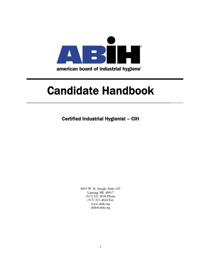 CIH Candidate Handbook Overview | PDF | Occupational Hygiene | Academic ...