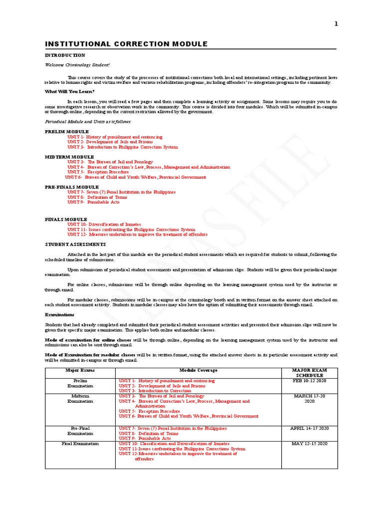 Institutional Correction Module | PDF | Prison | Crimes Institutional Correction Module | PDF | Prison | Crimes