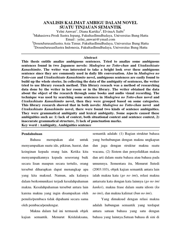 Kalimat Ambigu Dalam Novel | PDF | Ambiguity | Communication