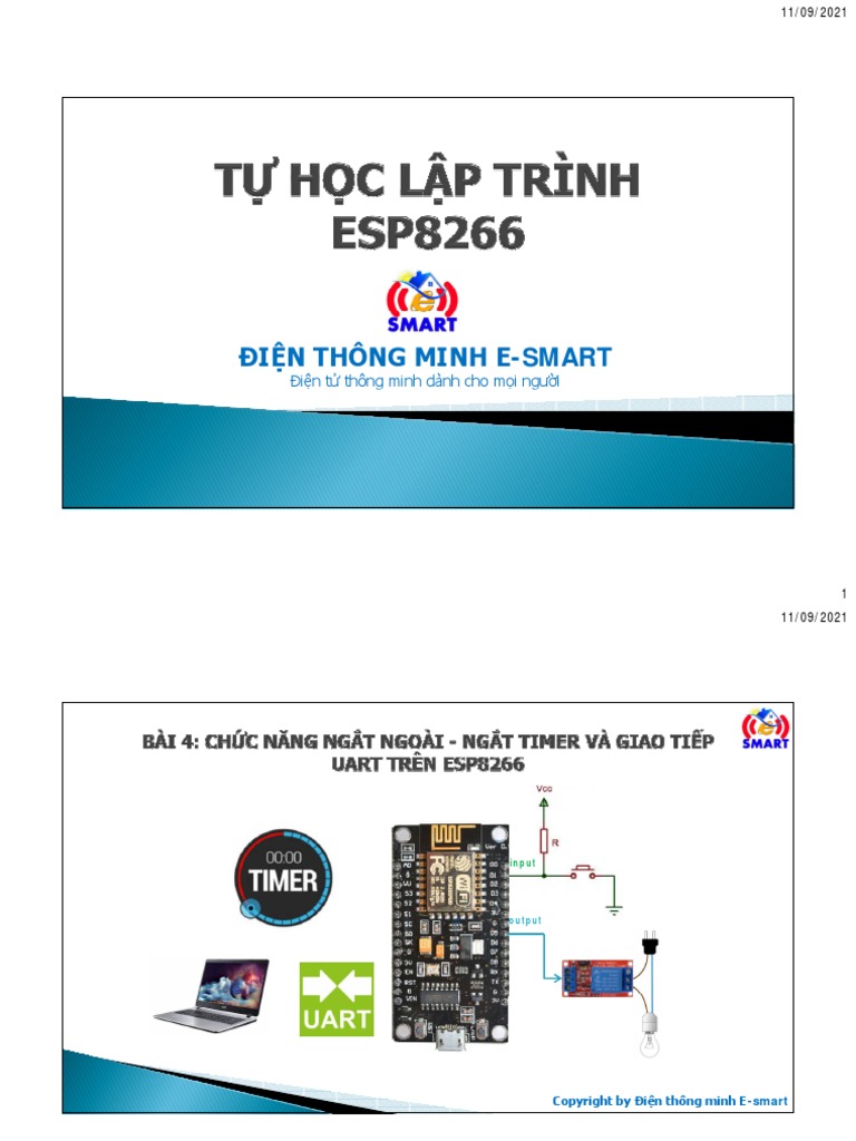 Bai 4 - Chuc Nang Ngat Ngoai - Ngat Timer - Giao Tiep Uart Tren Esp8266 | PDF