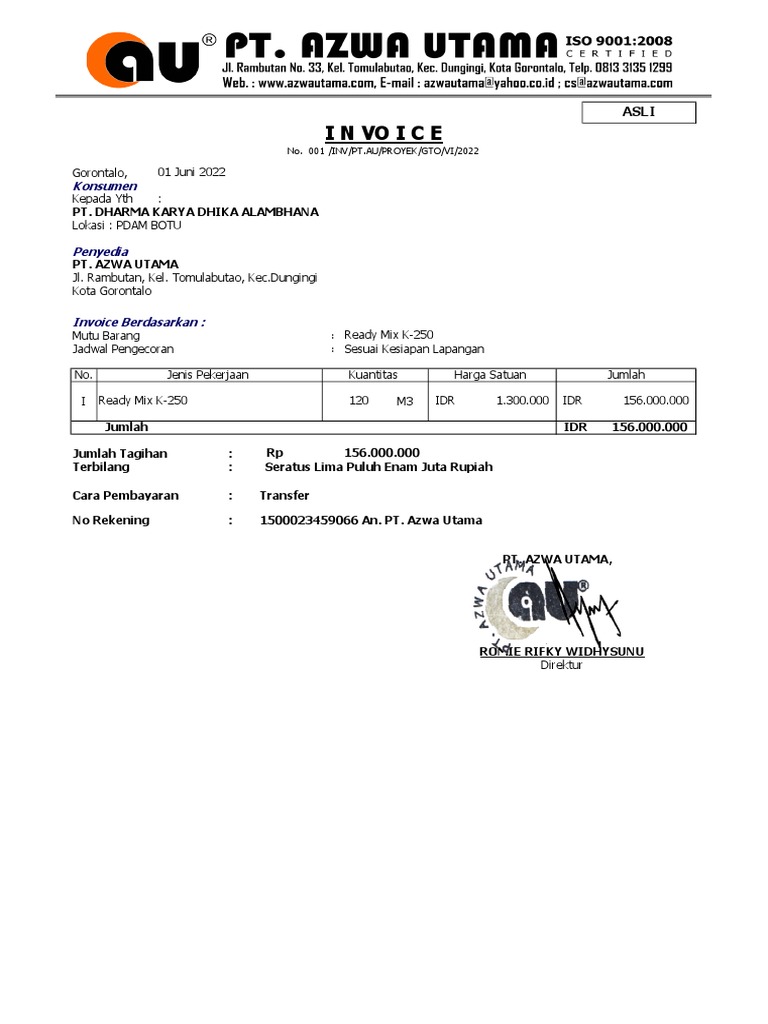 Invoice Pdam Botu | PDF
