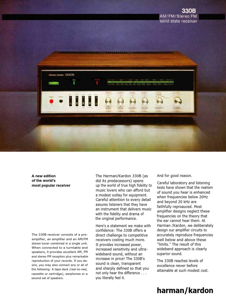 Hfe Harman Kardon 330b Brochure | PDF | Distortion | Frequency Modulation