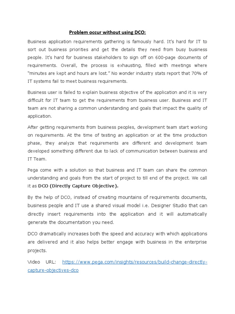 DCO BusinessObjective Requirements Specification | PDF | Specification ...