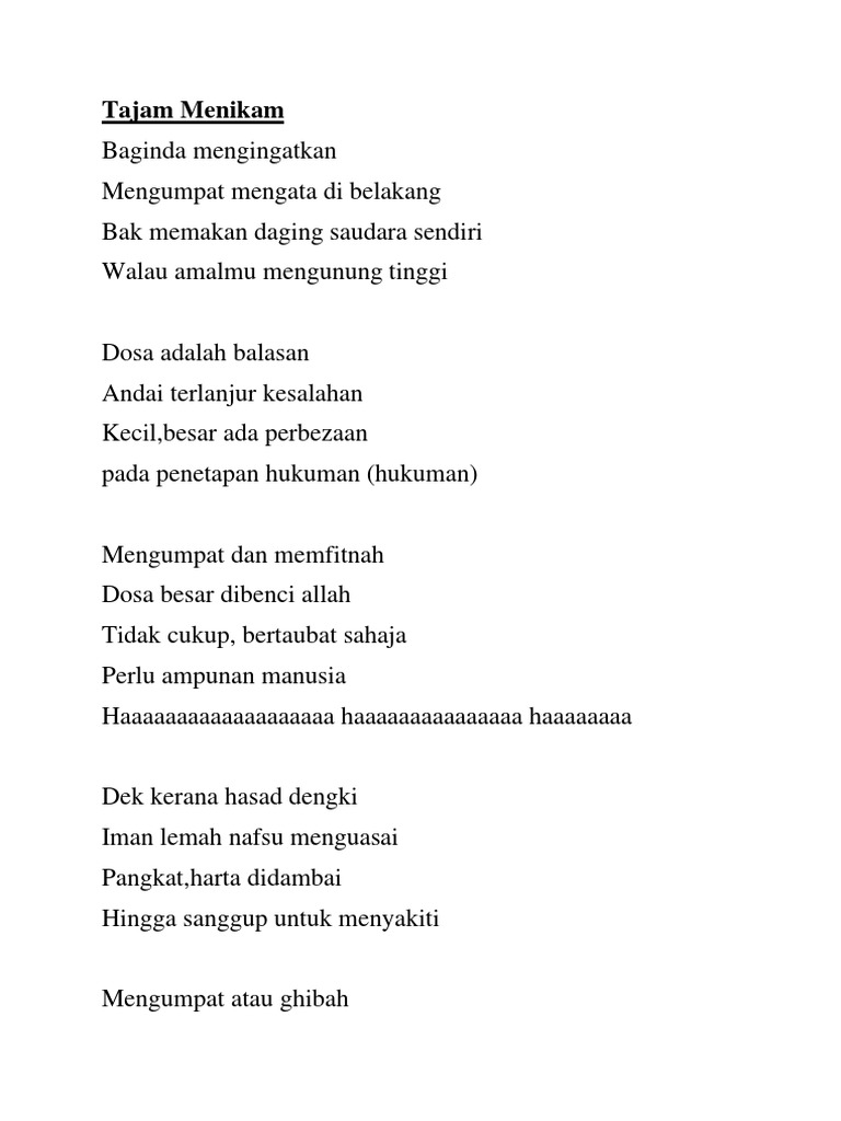 Dosa Mengumpat dan Fitnah dalam Nasyid | PDF