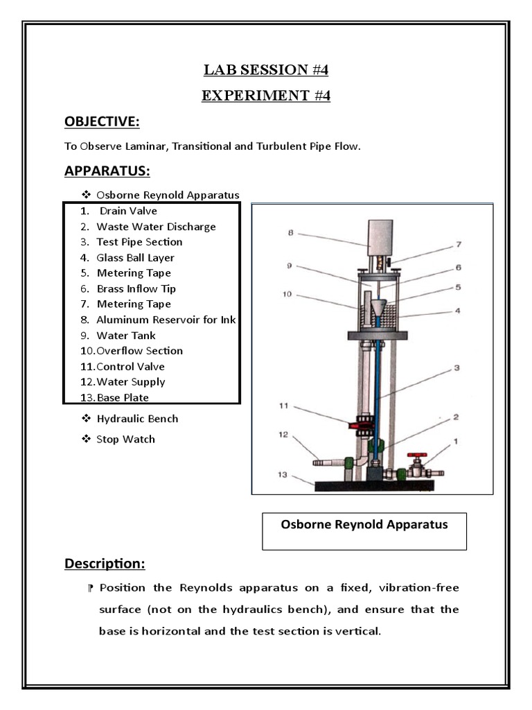 Observing Flow Regimes with Reynolds Apparatus | PDF | Reynolds Number ...