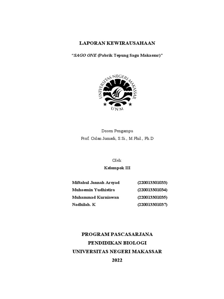 Makalah Kewirausahaan Sagu | PDF