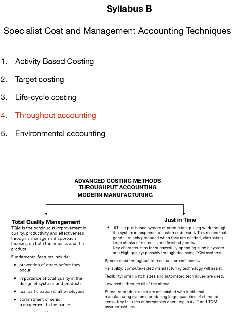 B04 - Throughput Accounting | PDF | Cost Accounting | Labour Economics