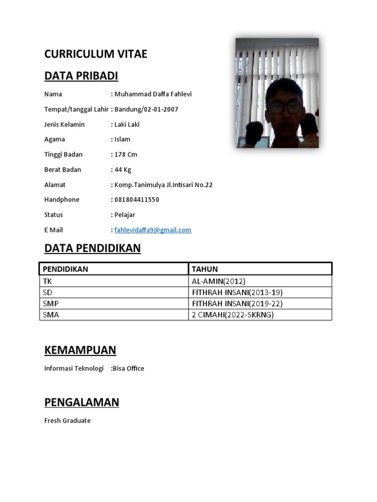 CV Muhammad Daffa Fahlevi 2022 | PDF
