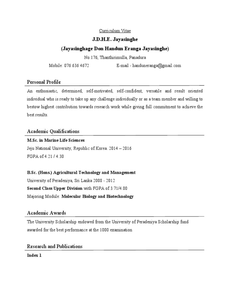 Academic CV | PDF | Bioinformatics | Biology