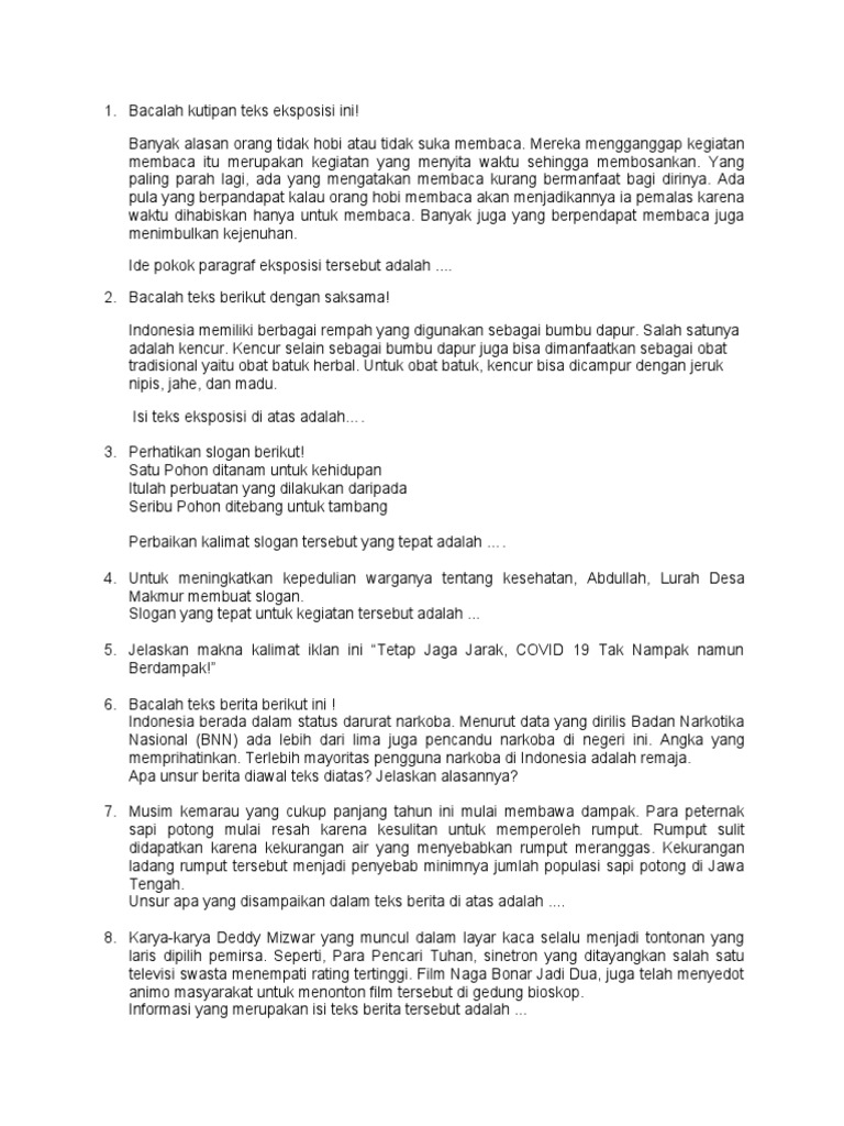 Latihan Soal Pts Bindo 8 | PDF