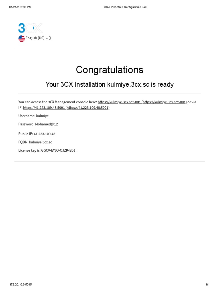 3CX PBX Web Configuration Tool | PDF