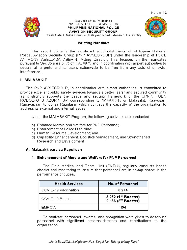 Edited 12-12-22 Handout PNP Command Conf | PDF | Emergency Management ...
