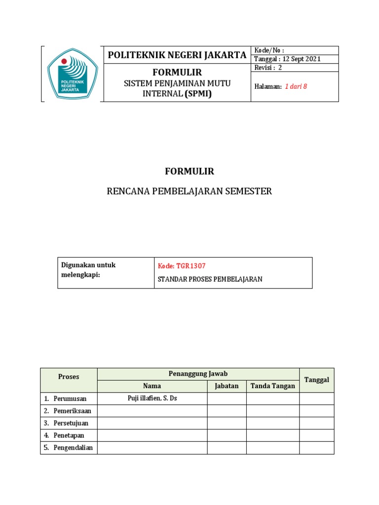 RPS Pra Produksi Cetak - PNJ | PDF