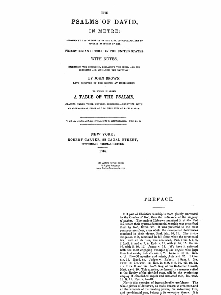 Psalms Singing Westminster Scotland Church Brown Haddington 512 | PDF ...