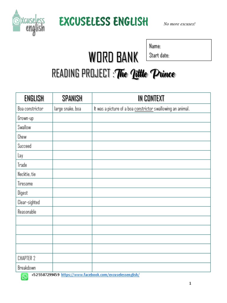 Vocabulary List for The Little Prince | PDF | Squamata | Snake