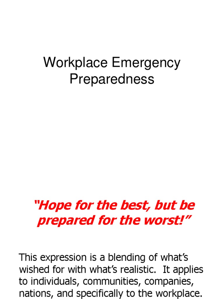 Emergency Preparedness in the Workplace | PDF | Emergency Management ...