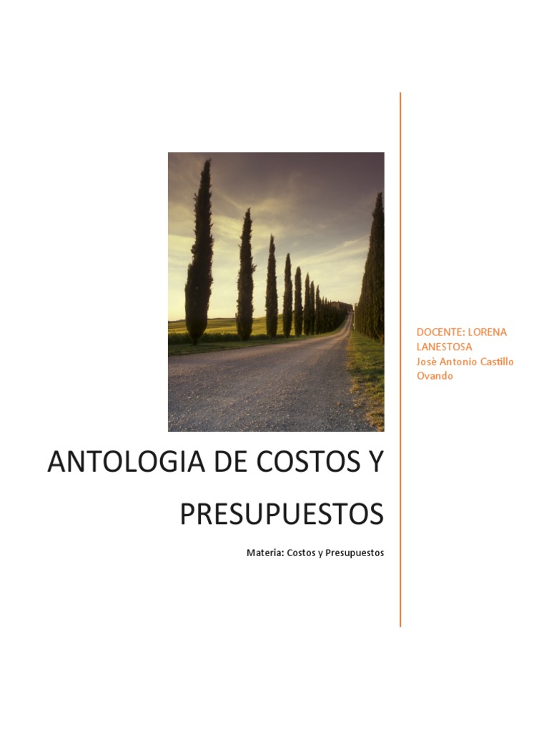 Antologia de Costos y Presupuestos | PDF | Presupuesto | Costo