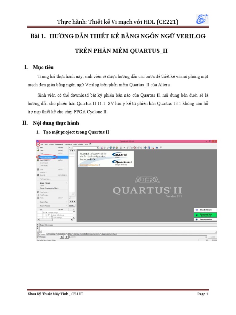 Lab1 - Huong Dan Thiet Ke Verilog Tren Quartus II | PDF